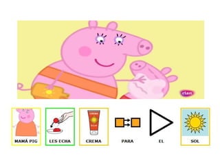 Cuento Peppa pig en la playa con pictogramas Arasaac | ODP