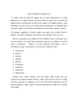Cuentos vanguardistas latinoamericanos | DOCX
