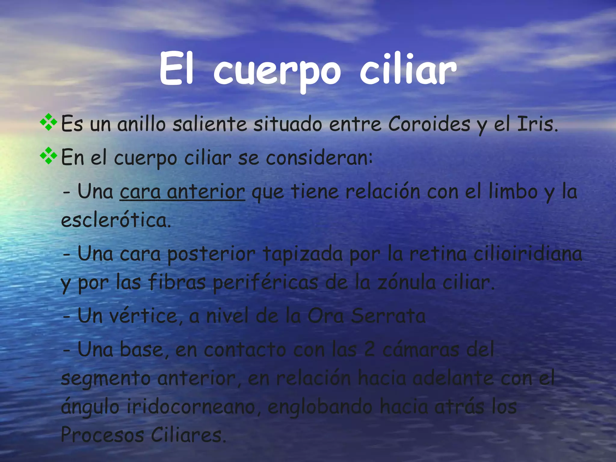 Cuerpo ciliar e iris | PPT