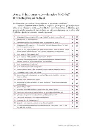 Cuestionara m.chat autismo para niños pequeños | PDF