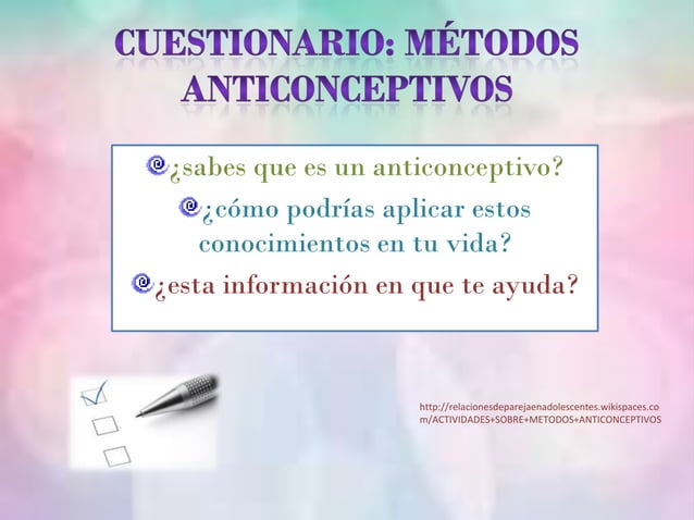 Cuestionario Metodos Anticonceptivos