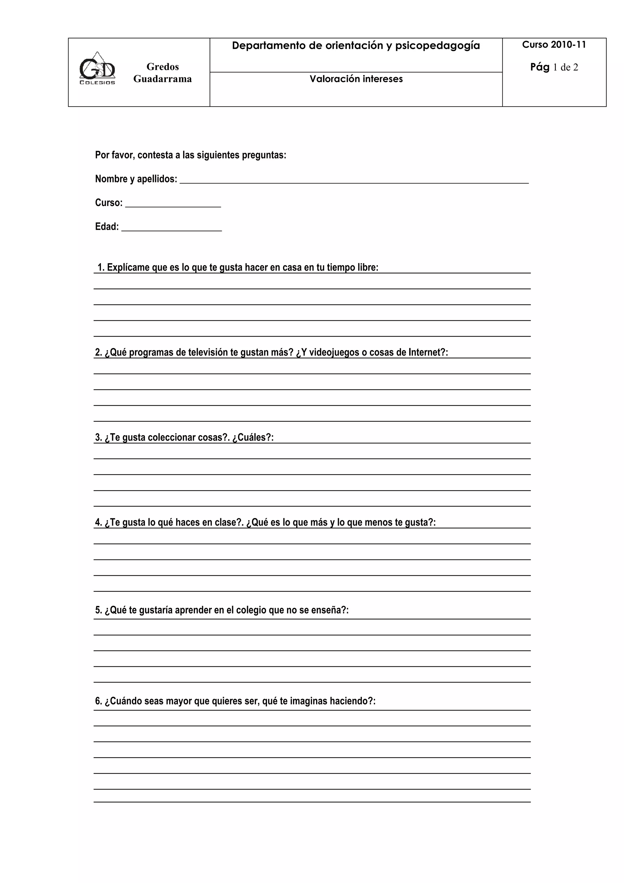 Cuestionario para-valorar-los-intereses | PDF