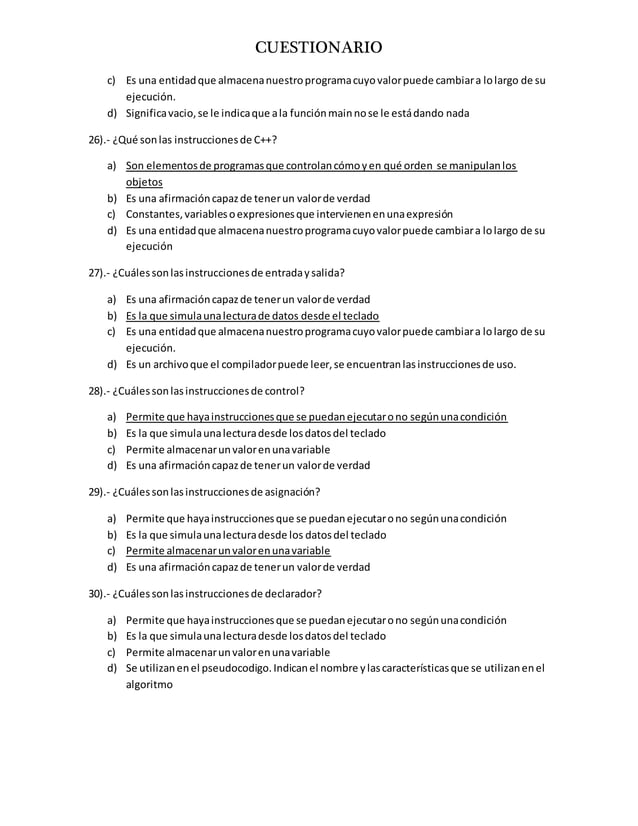 Cuestionario 1 | PDF