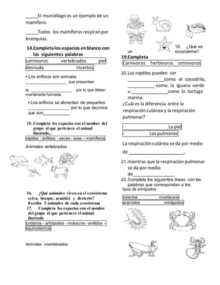 Lecciones Sobre Ecosistemas Para Quinto Grado