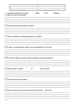 Cuestionario de intereses para los alumnos | DOC