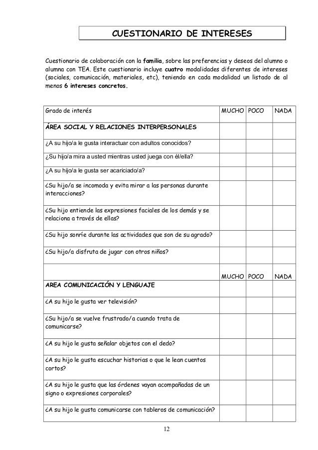 Cuestionario de intereses