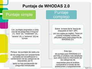 Medición de la Salud y la Discapacidad - Cuestionario de Whodas 2. 0 | PDF