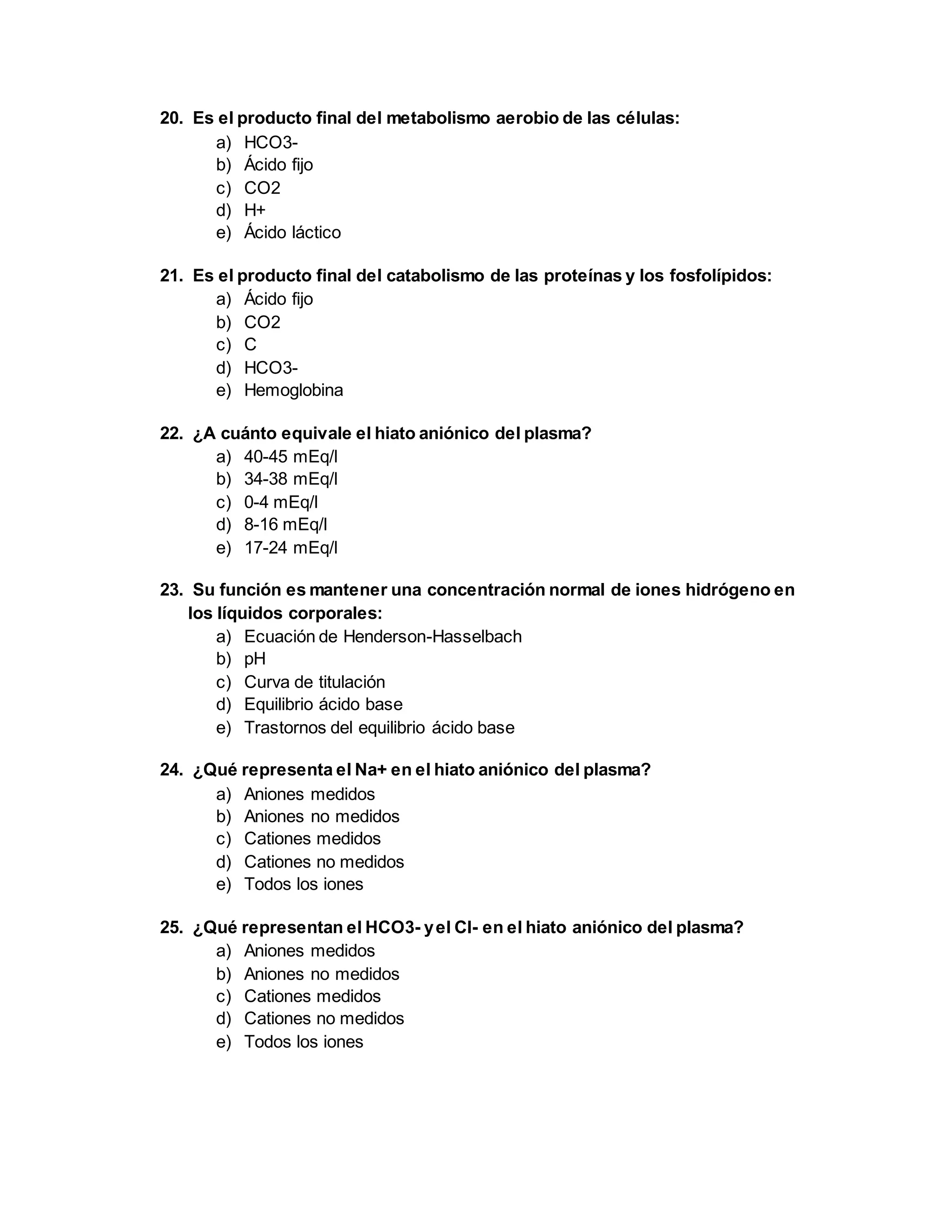 Cuestionario Equilibrio Ácido Base Pdf