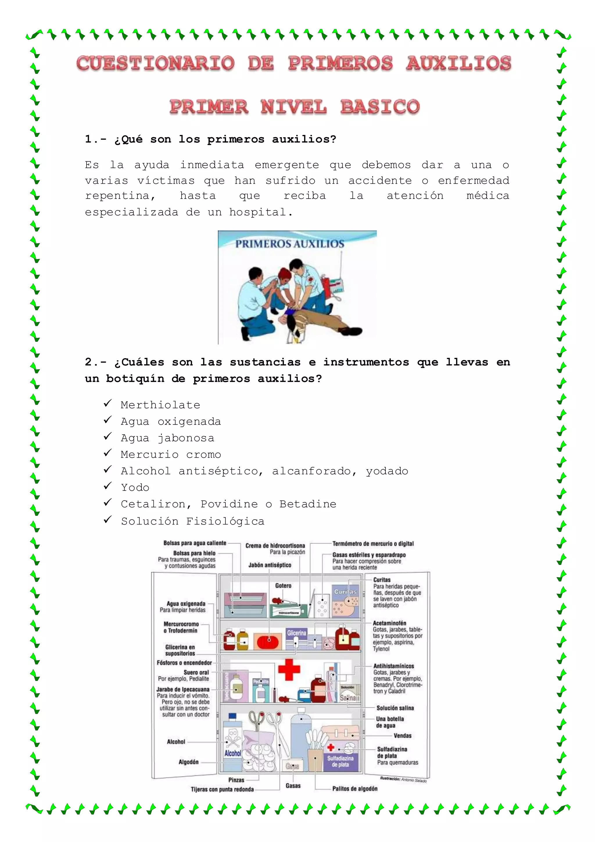 Cuestionario Primeros Auxilios Docx