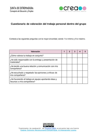 Cuestionarios autoevaluación | DOCX