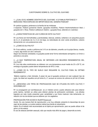 Cuetionario sobre el cultivo del guayabo | DOCX