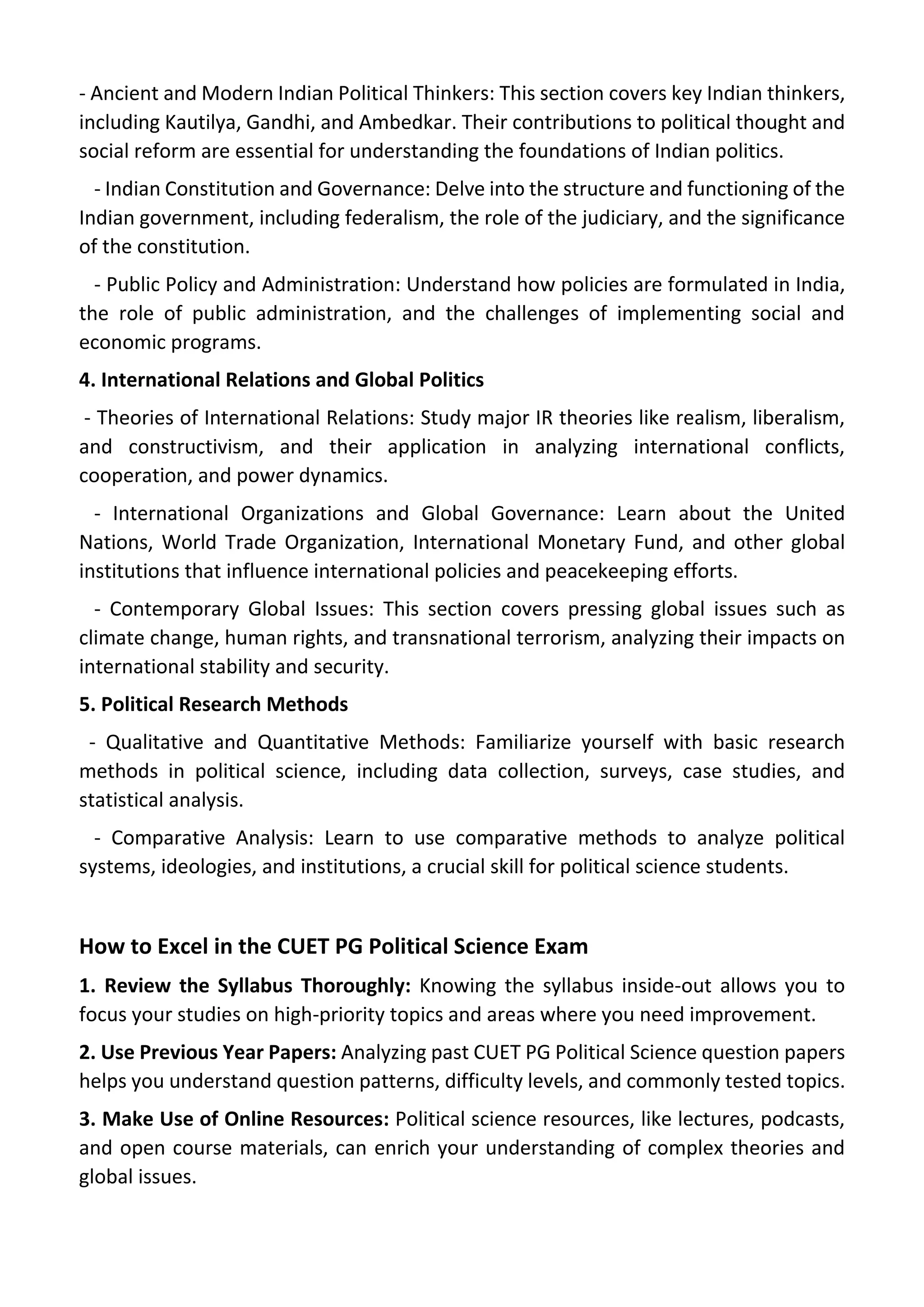 CUET PG Political Science Syllabus 2025: A Comprehensive Guide for Aspirants | PDF