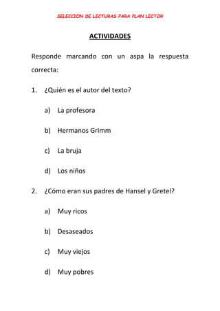 SELECCIÓN DE LECTURAS PARA PLAN LECTOR - CUENTOS Y LEYENDAS | PDF