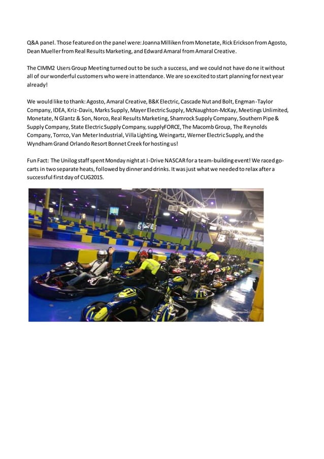 Cug 2015 event recap | DOCX | Events