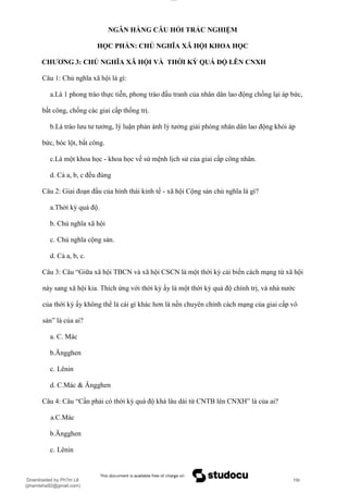 câu hỏi chủ nghĩa xã hội khoa họcccccccc | DOCX