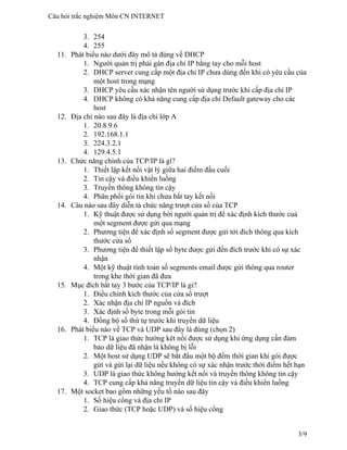 Câu hỏi trắc nghiệm môn cn internet | PDF