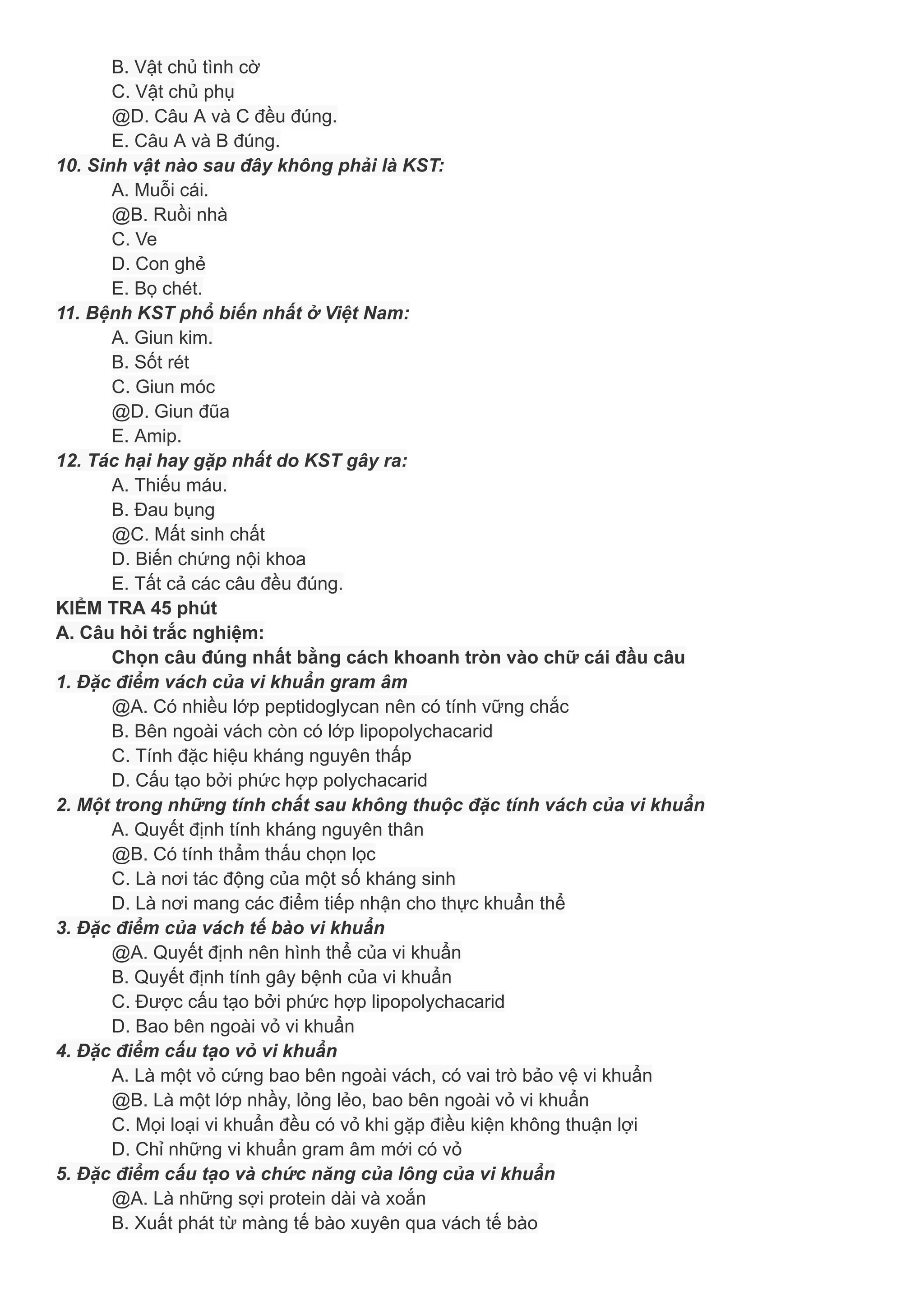 câu hỏi vi sinh ký sinh trùng không có trong đề cương.docx.pdf