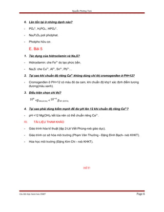 Câu hỏi và thực hành hóa công nghệ môi trường | DOC