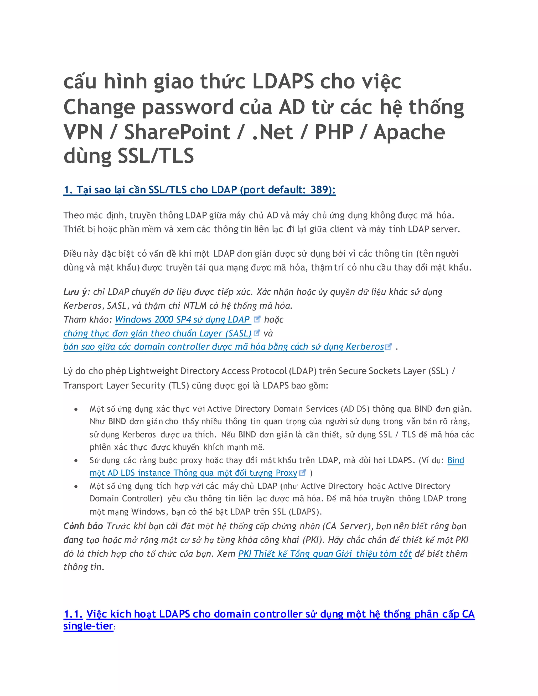 Cấu hình giao thức ldaps cho việc change password của ad từ các hệ thống vpn | PDF