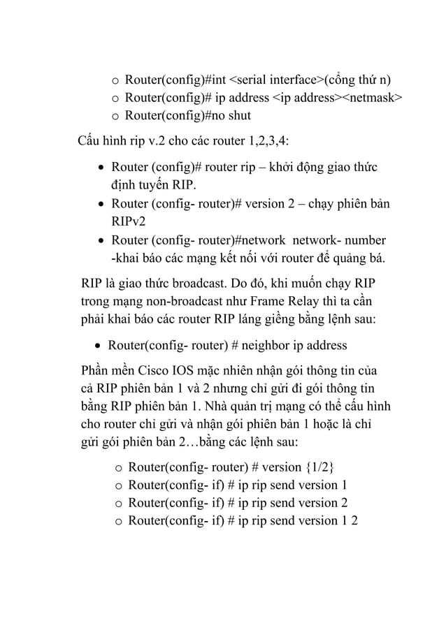 Cấu hình RIP v2 | PDF