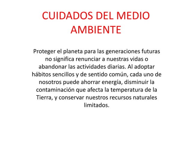 Cuidados del medio ambiente | PPT