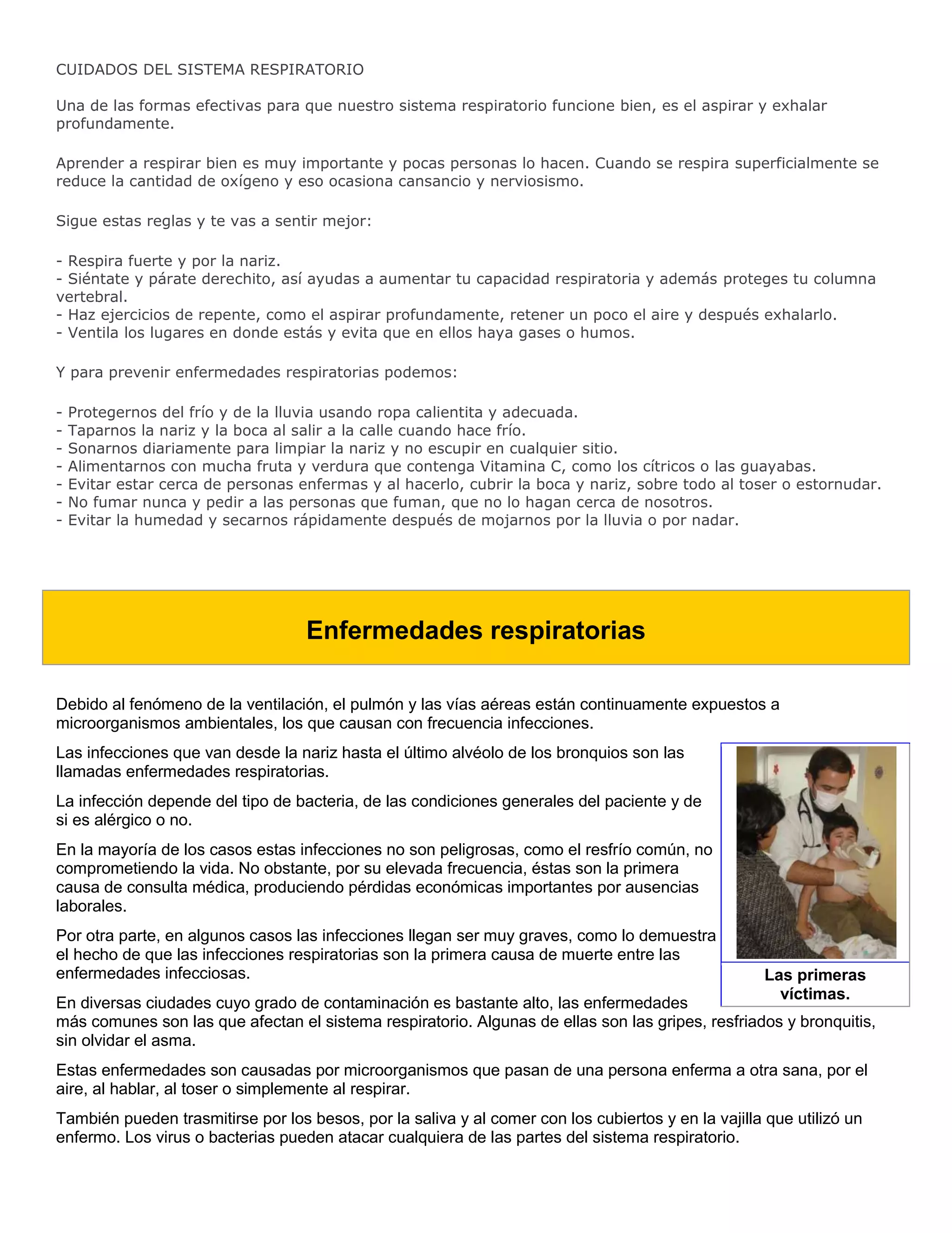 Cuidados del sistema respiratorio | DOCX