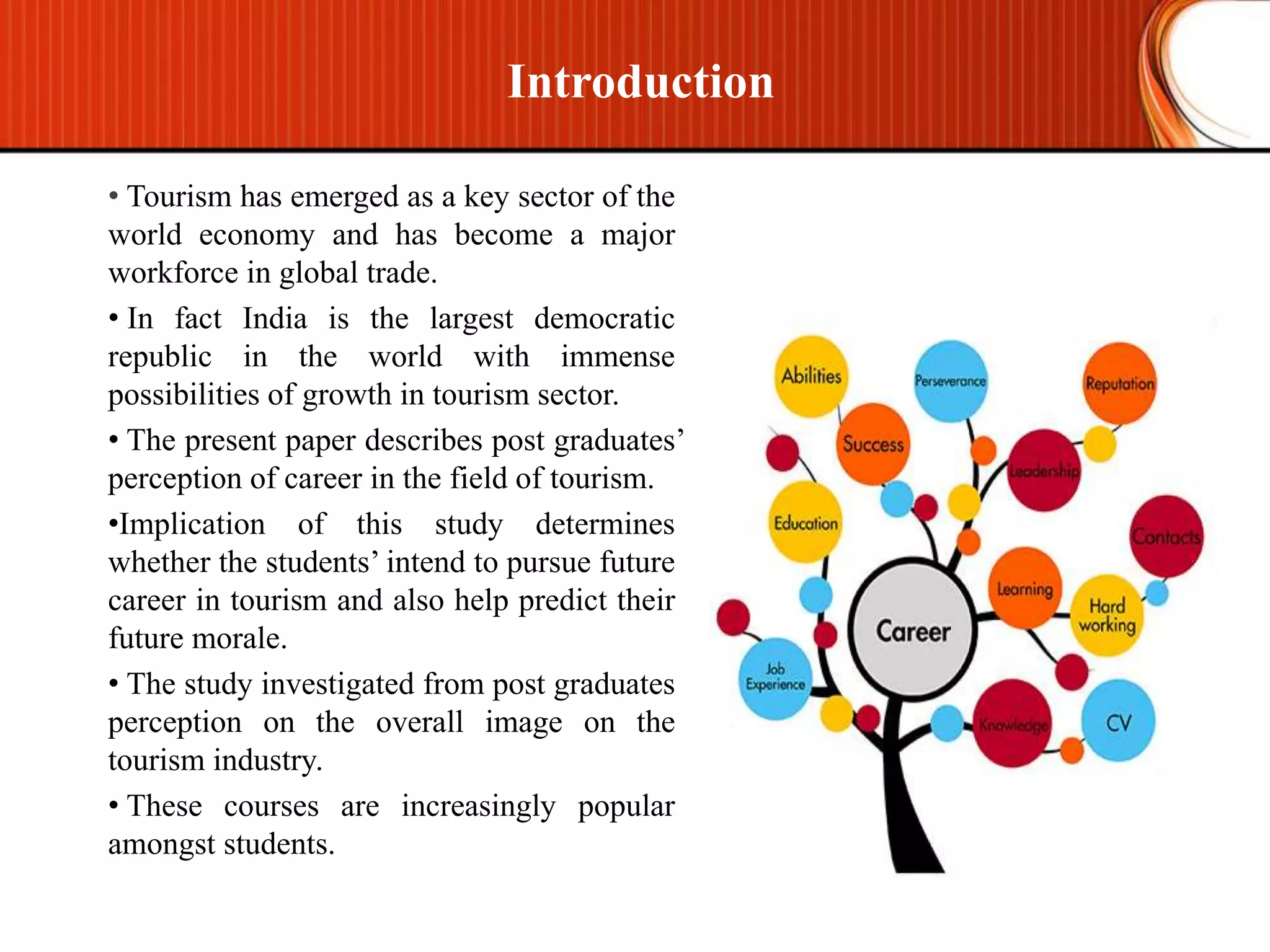 Career perception of Post graduate tourism students | PPTX