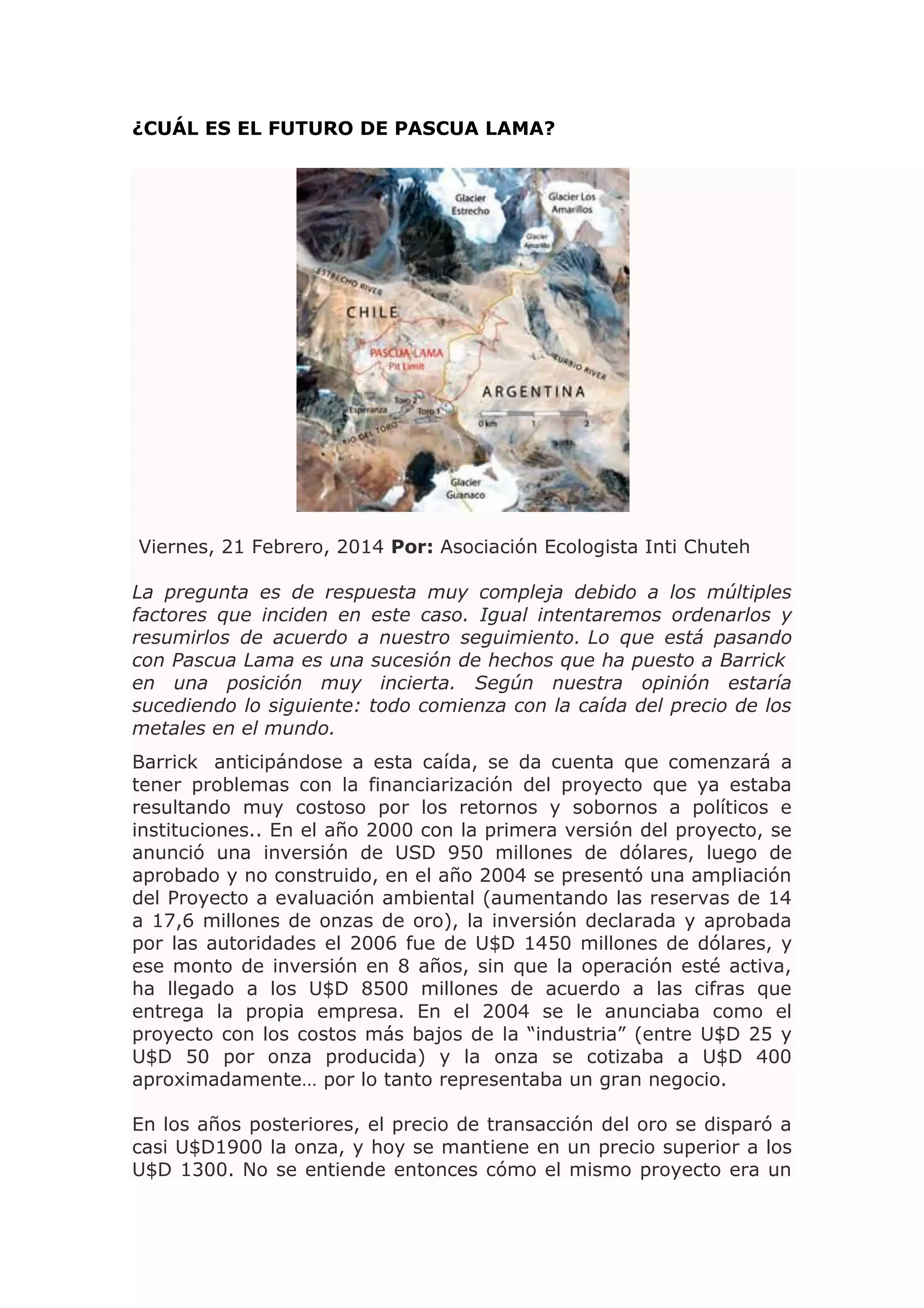 ¿CUÁL ES EL FUTURO DE PASCUA LAMA? | PDF