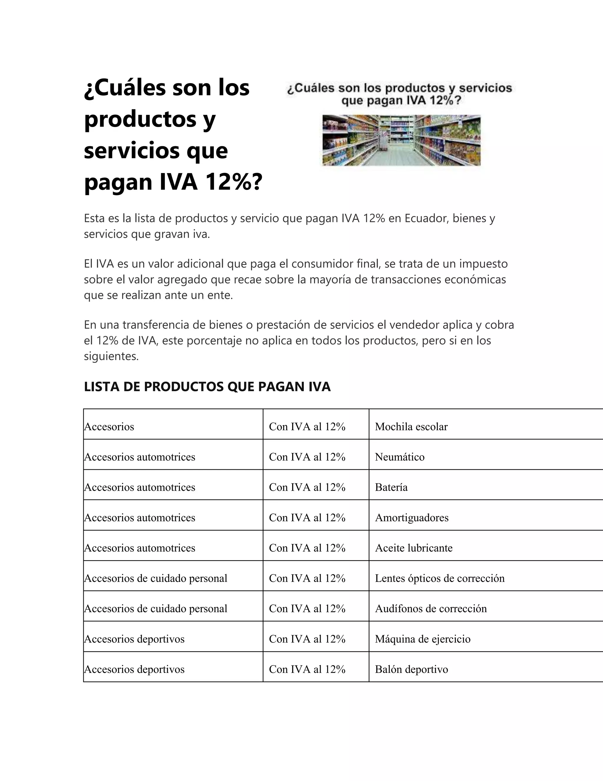 Cuáles son los productos y servicios que pagan IVA 12.docx