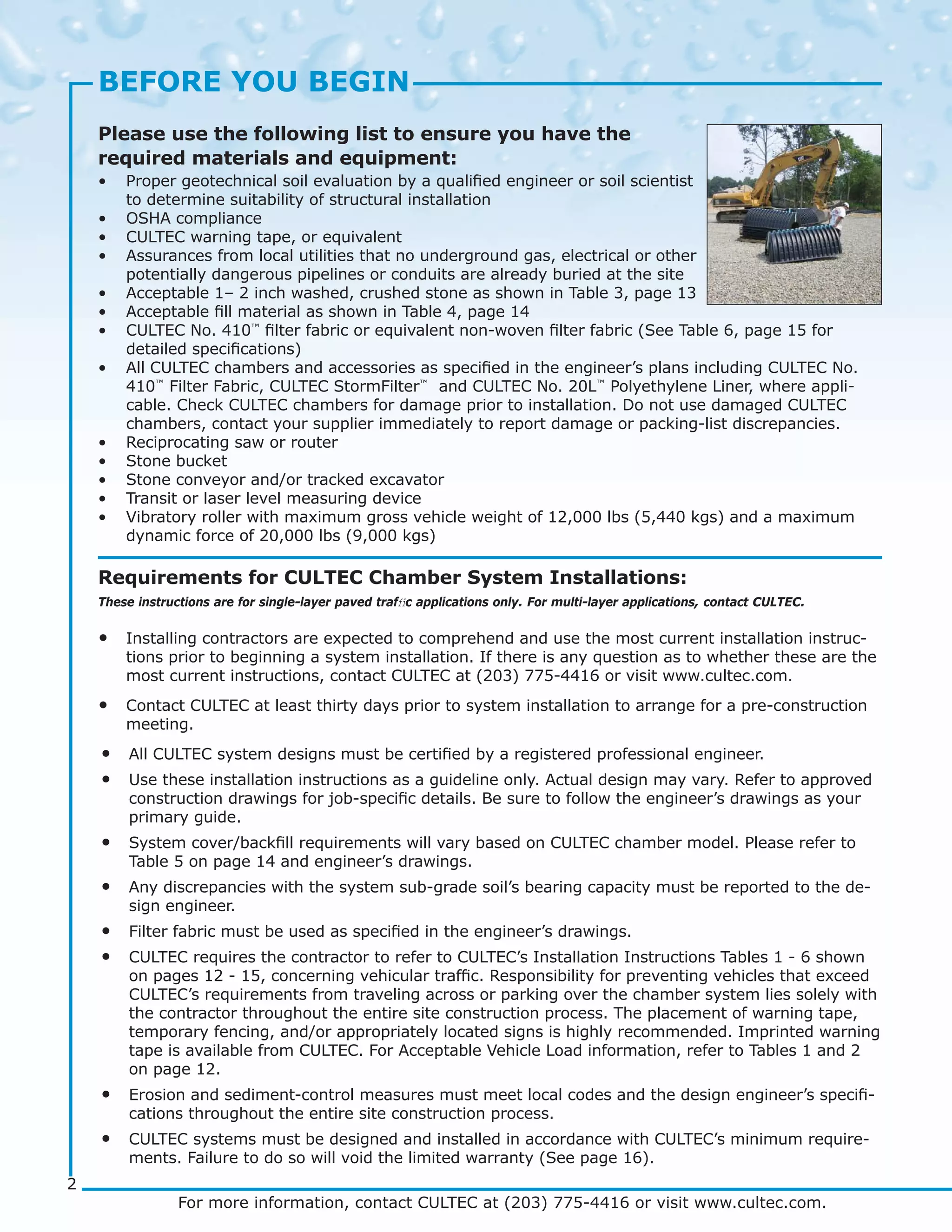 Installation Instructions for CULTEC Stormwater Management Systems | PDF