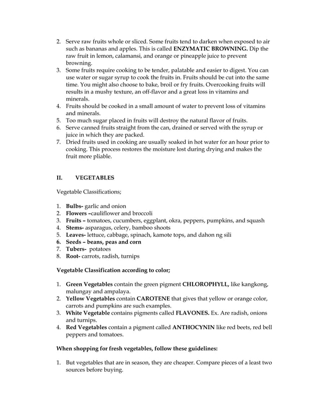 Culinary course outline