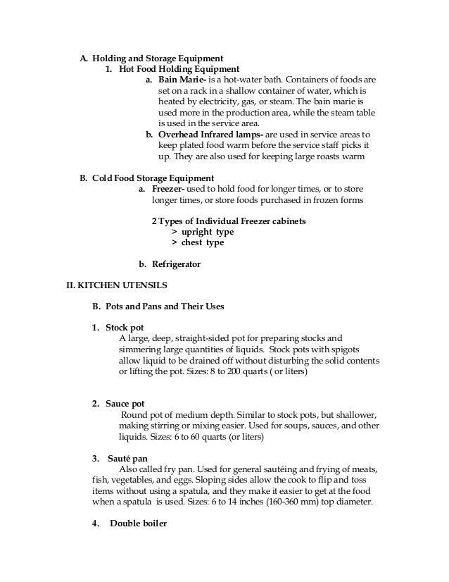 Culinary course outline