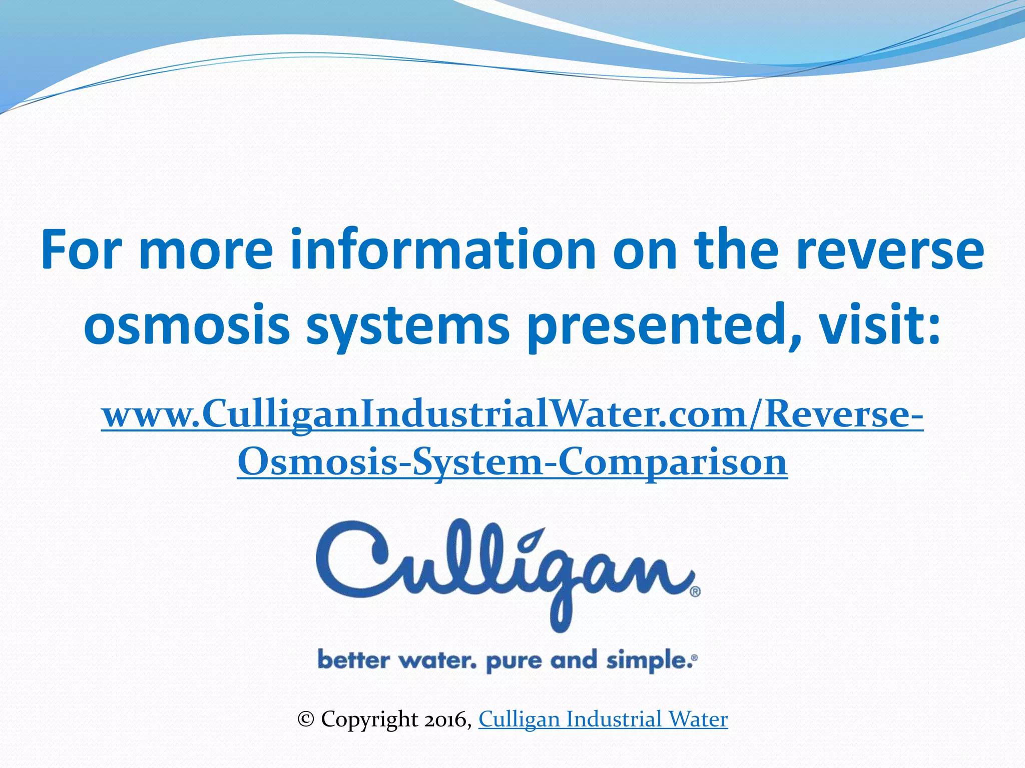 Culligan Reverse Osmosis System Comparison | PPTX