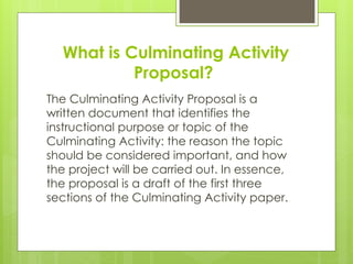 Culminating Activity week 3- Writing a Concept on the Prepared Plan and ...