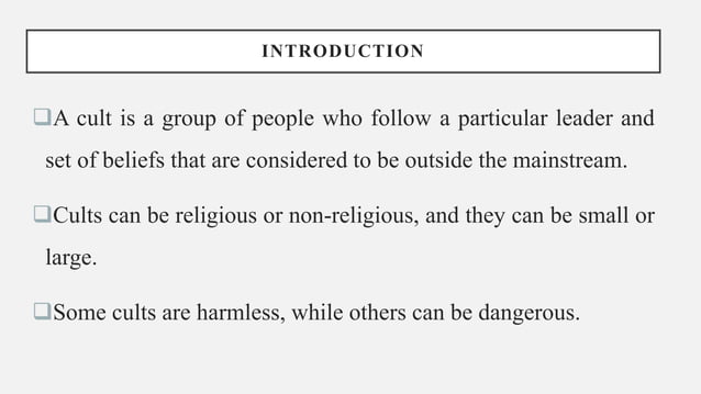 Cult.pptx | Christianity | Religion & Spirituality