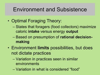 Cult anth lecture subsistence pt 1 | PPT