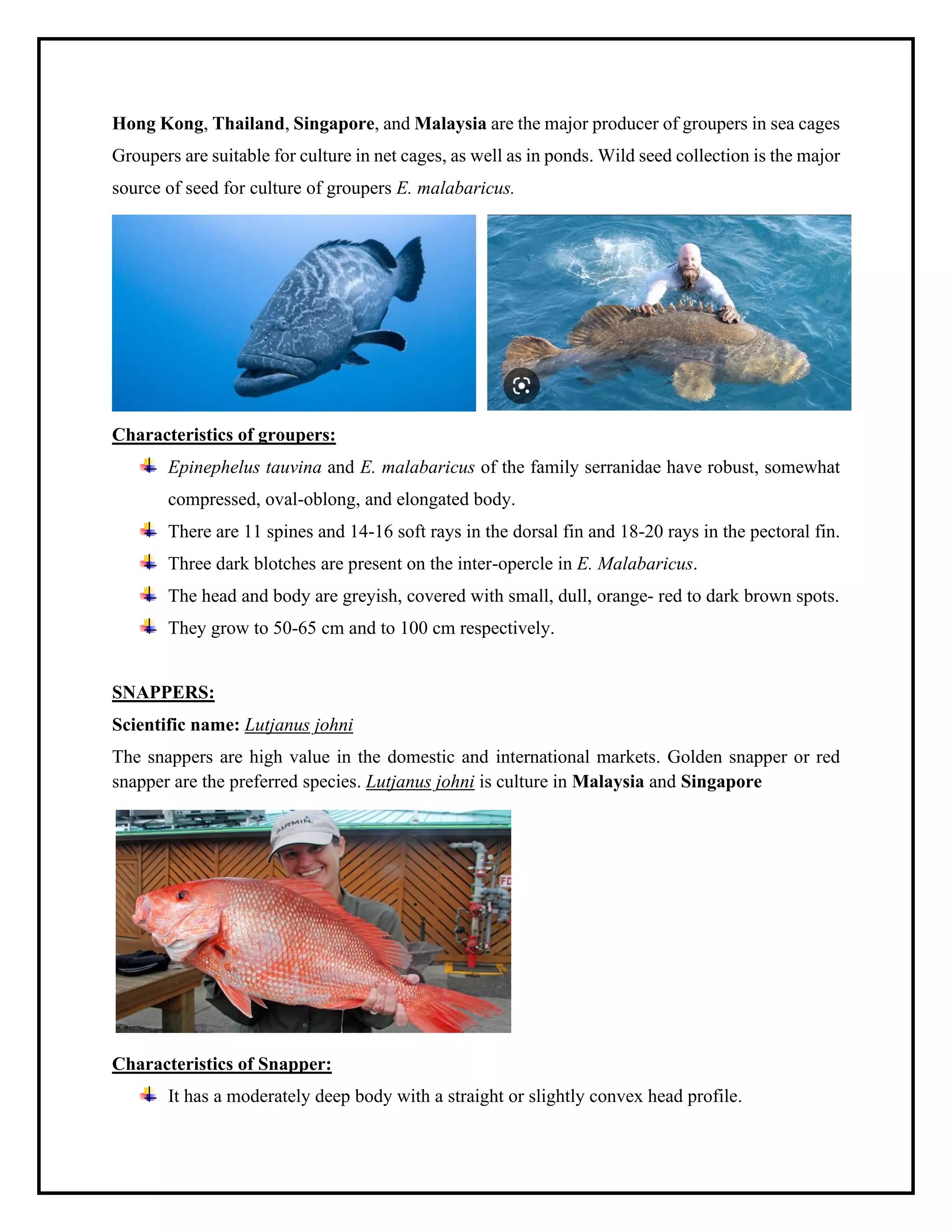 Cultivable coastal water species of Fishes, Crustaceans, Mollusks ...
