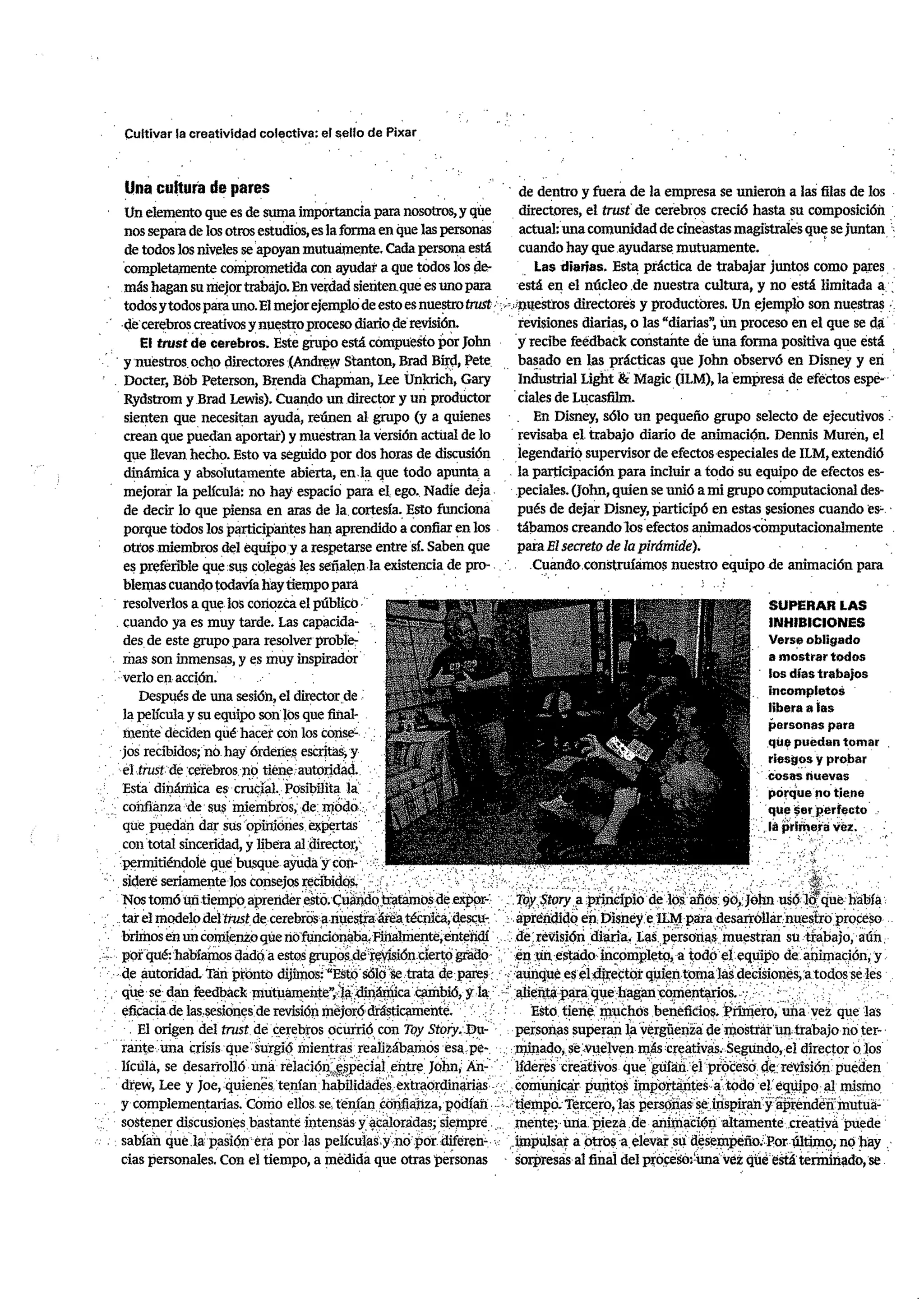Cultivar la creatividad colectiva- El sello de pixar | PDF