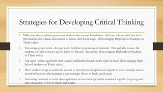 Cultivating creativity and critical thinking | PPTX