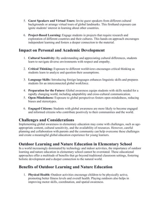 Cultivating Global Awareness in Elementary Education | PDF