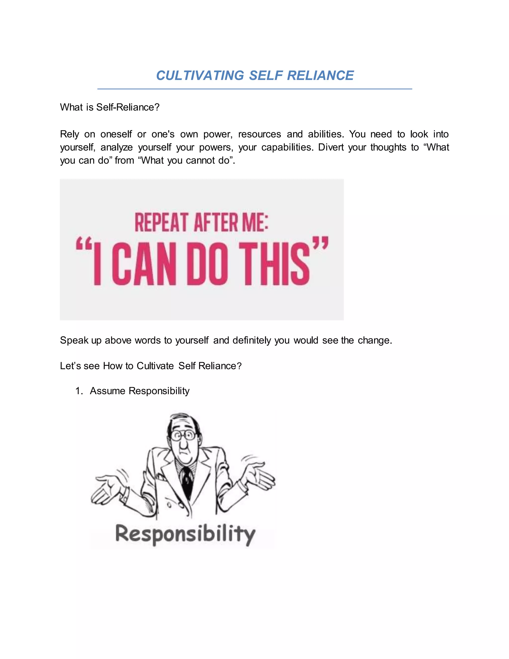 Cultivating selfreliance | DOCX