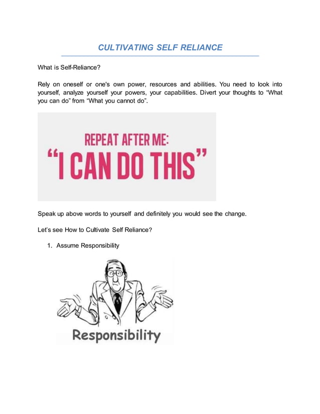 Cultivating selfreliance | PDF