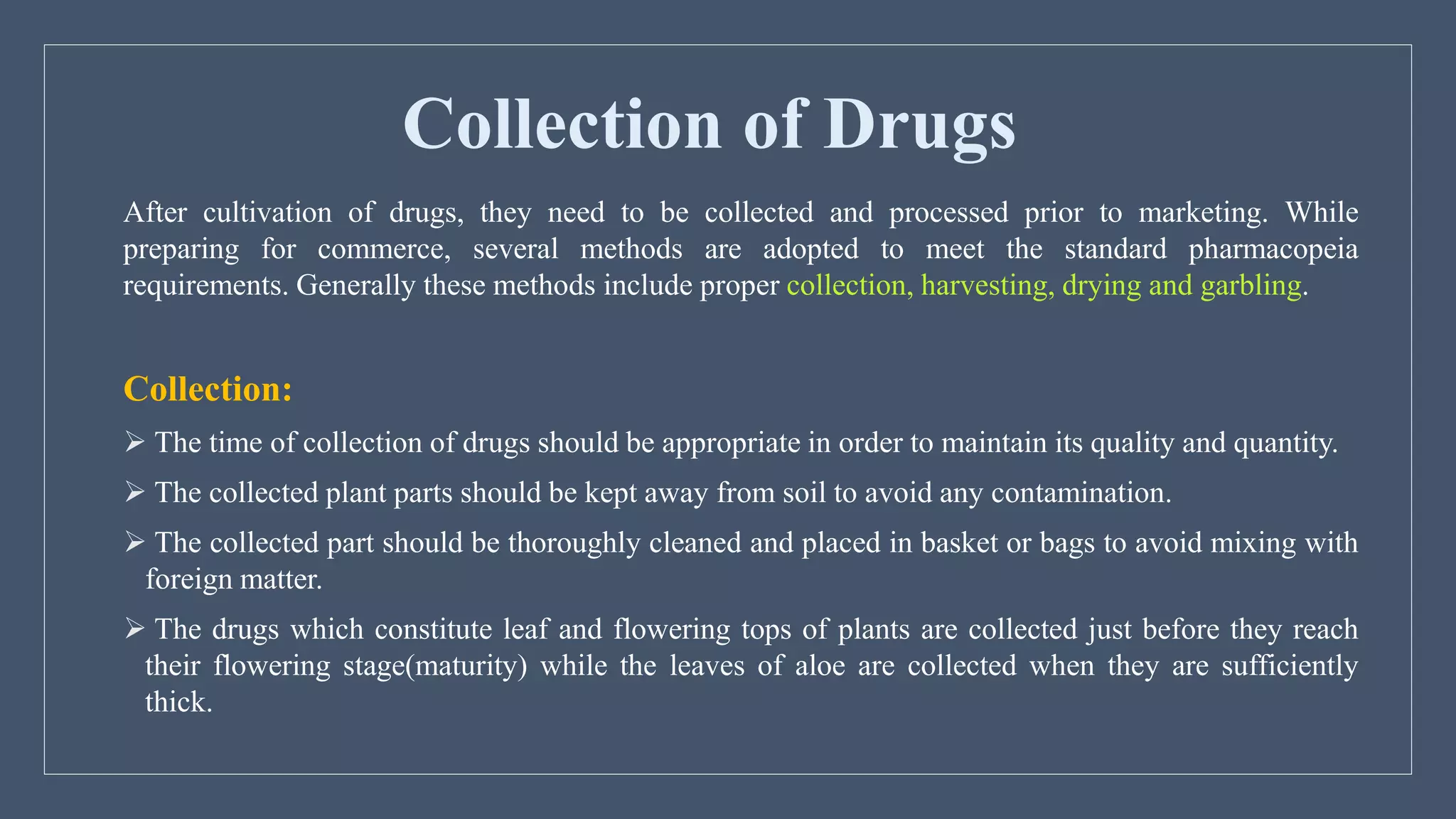 Cultivation and collection of drugs of natural origin | PDF
