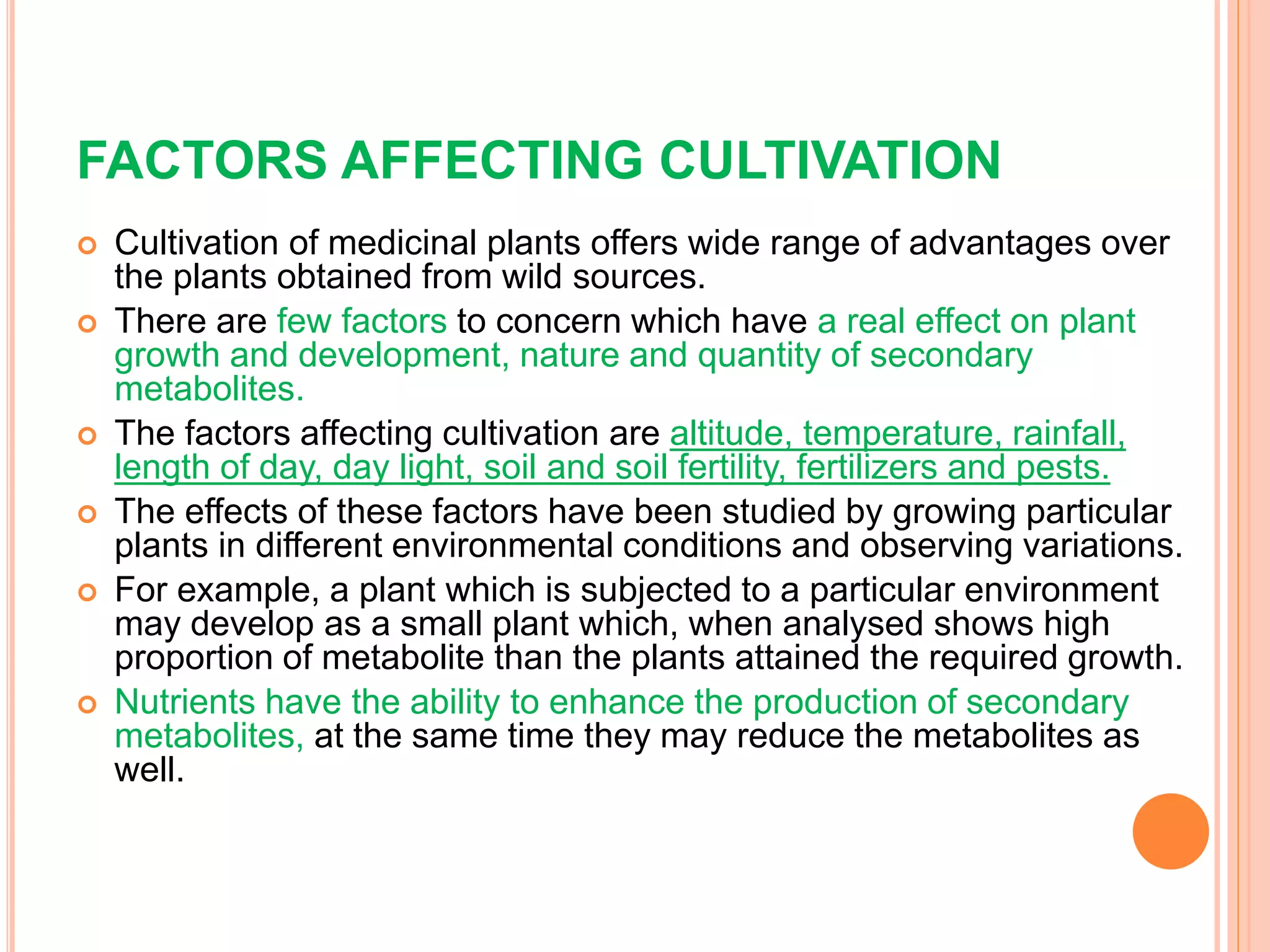 Cultivation, collection & storage.pptx | Agriculture | Industries