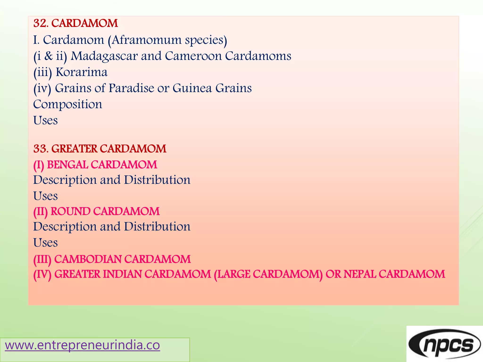 Cultivation, Growing, Processing and Extraction of Spice and Condiments ...