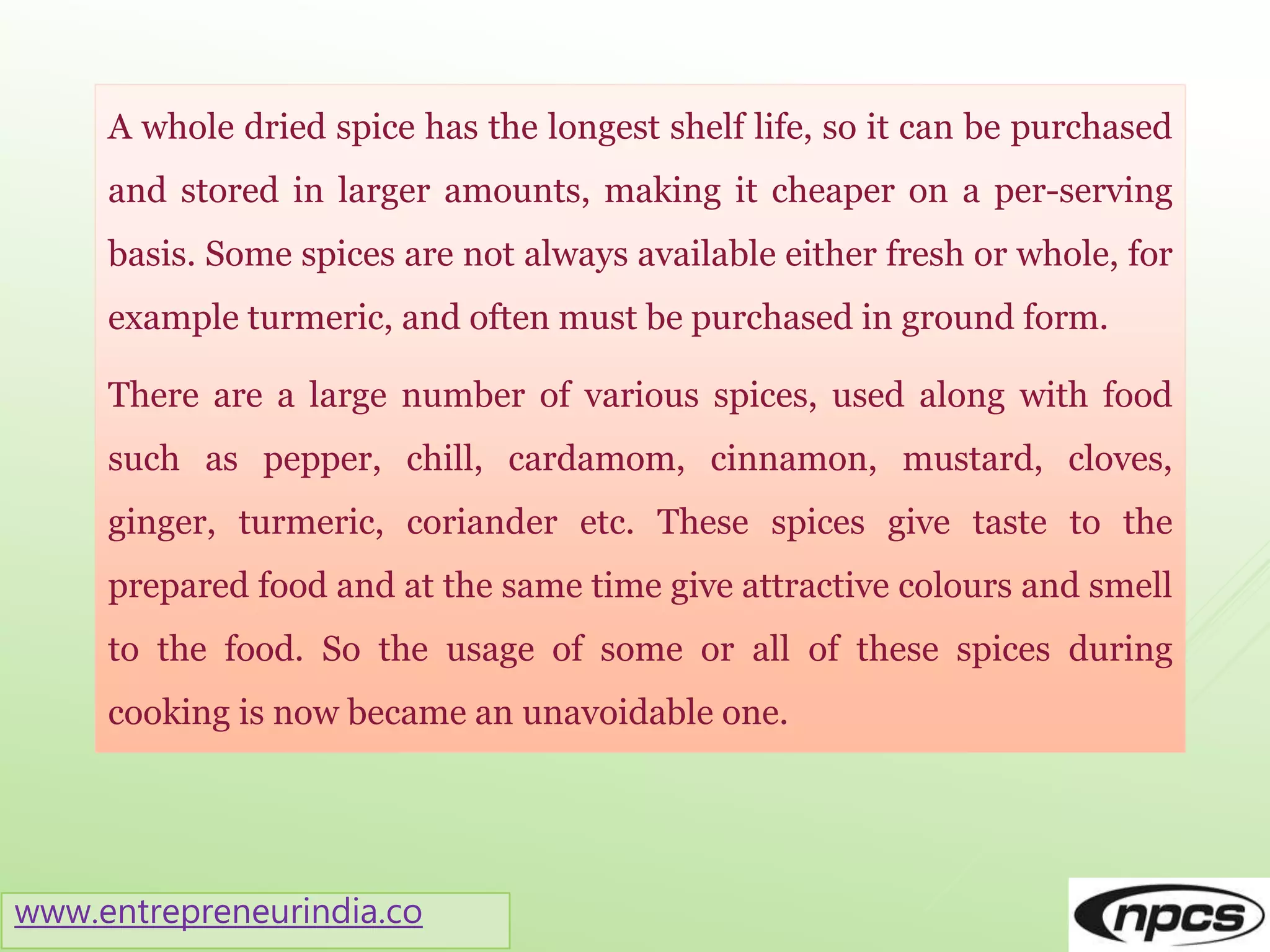 Cultivation, Growing, Processing and Extraction of Spice and Condiments ...