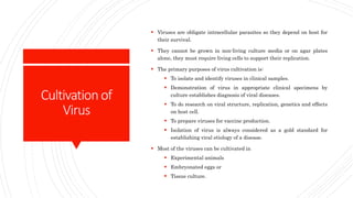 Cultivation of virus | PPTX