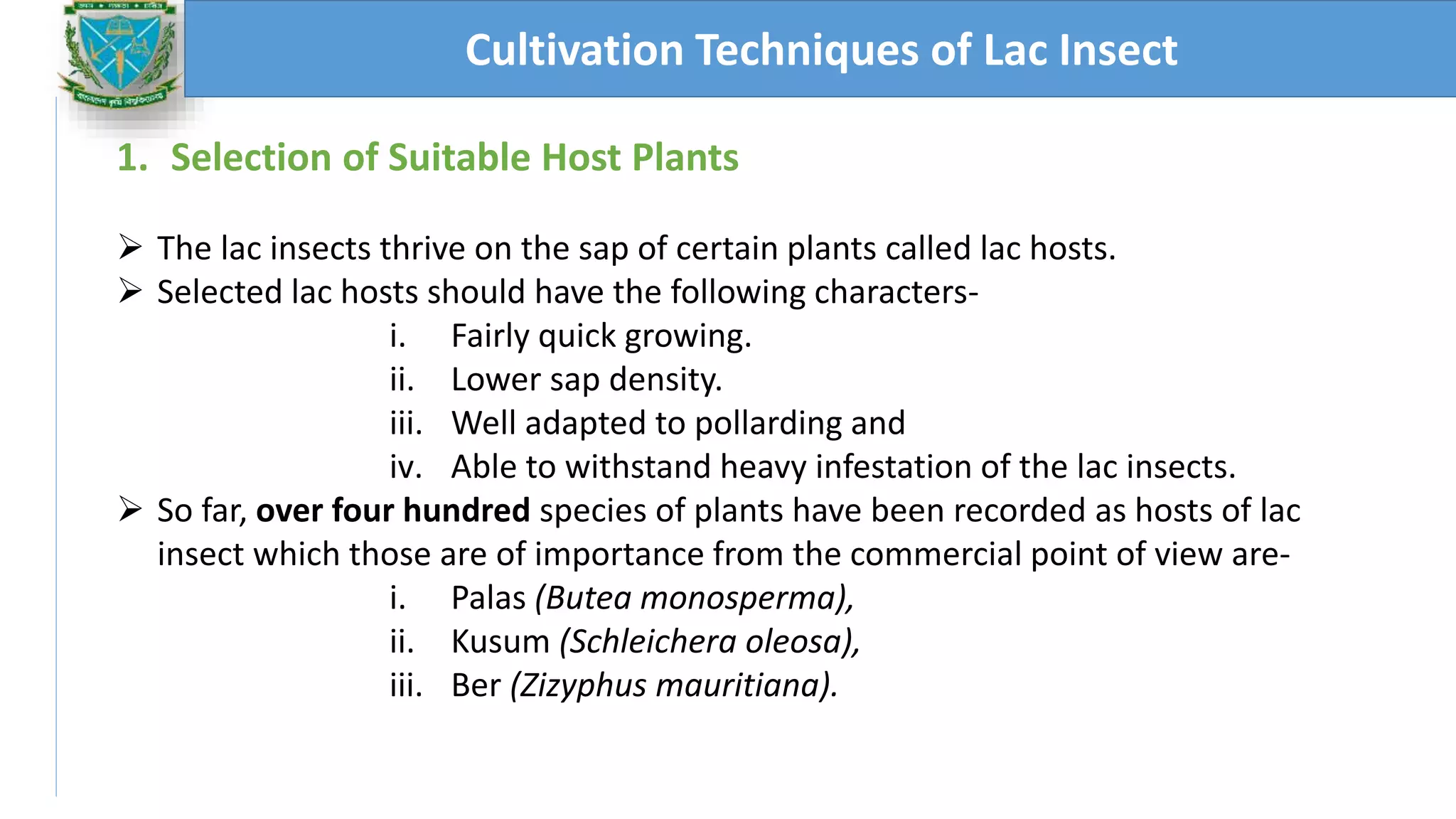 Cultivation techniques of lac insects | PPTX