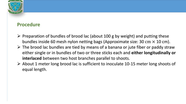 Cultivation techniques of lac insects | PPTX | Agriculture | Industries