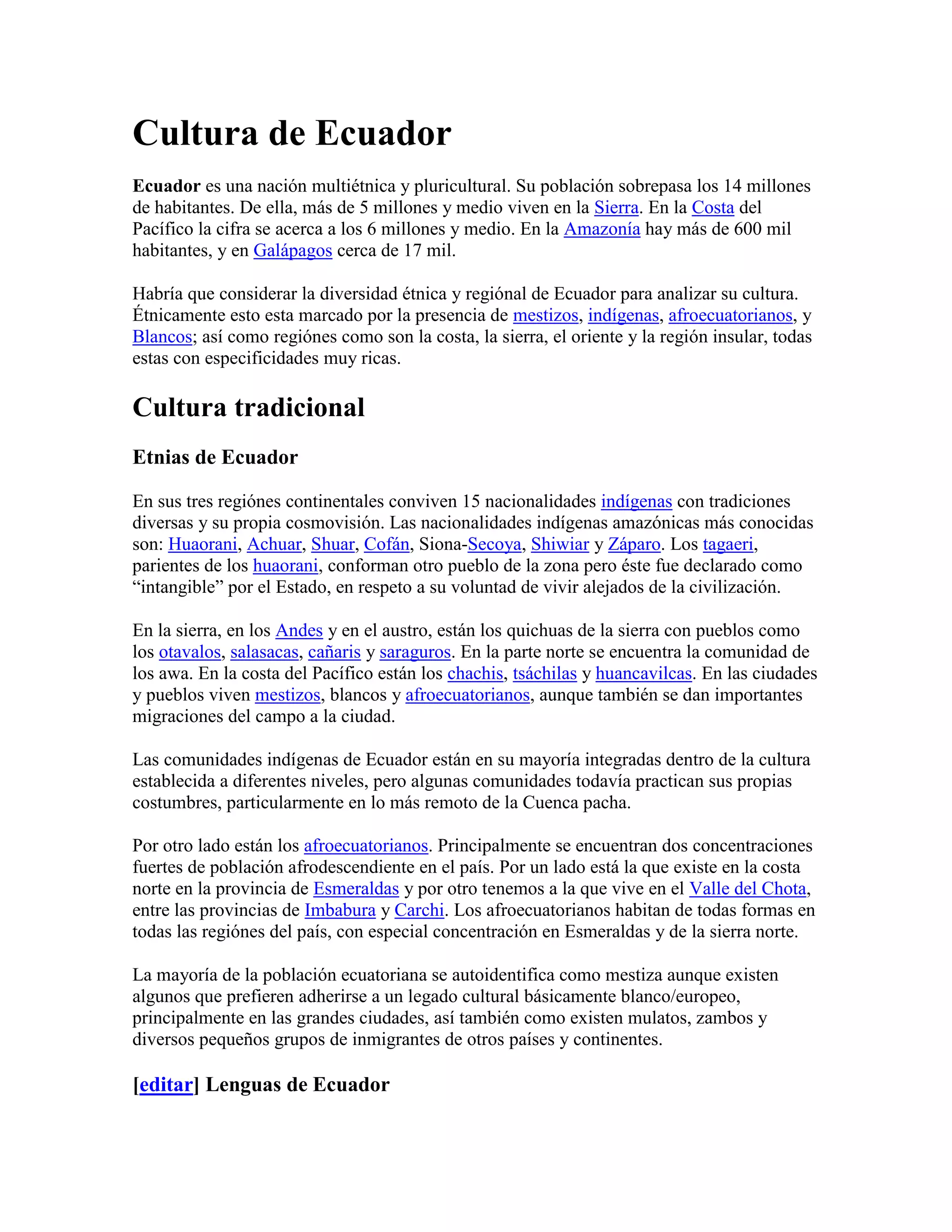 Cultura de ecuador | DOCX